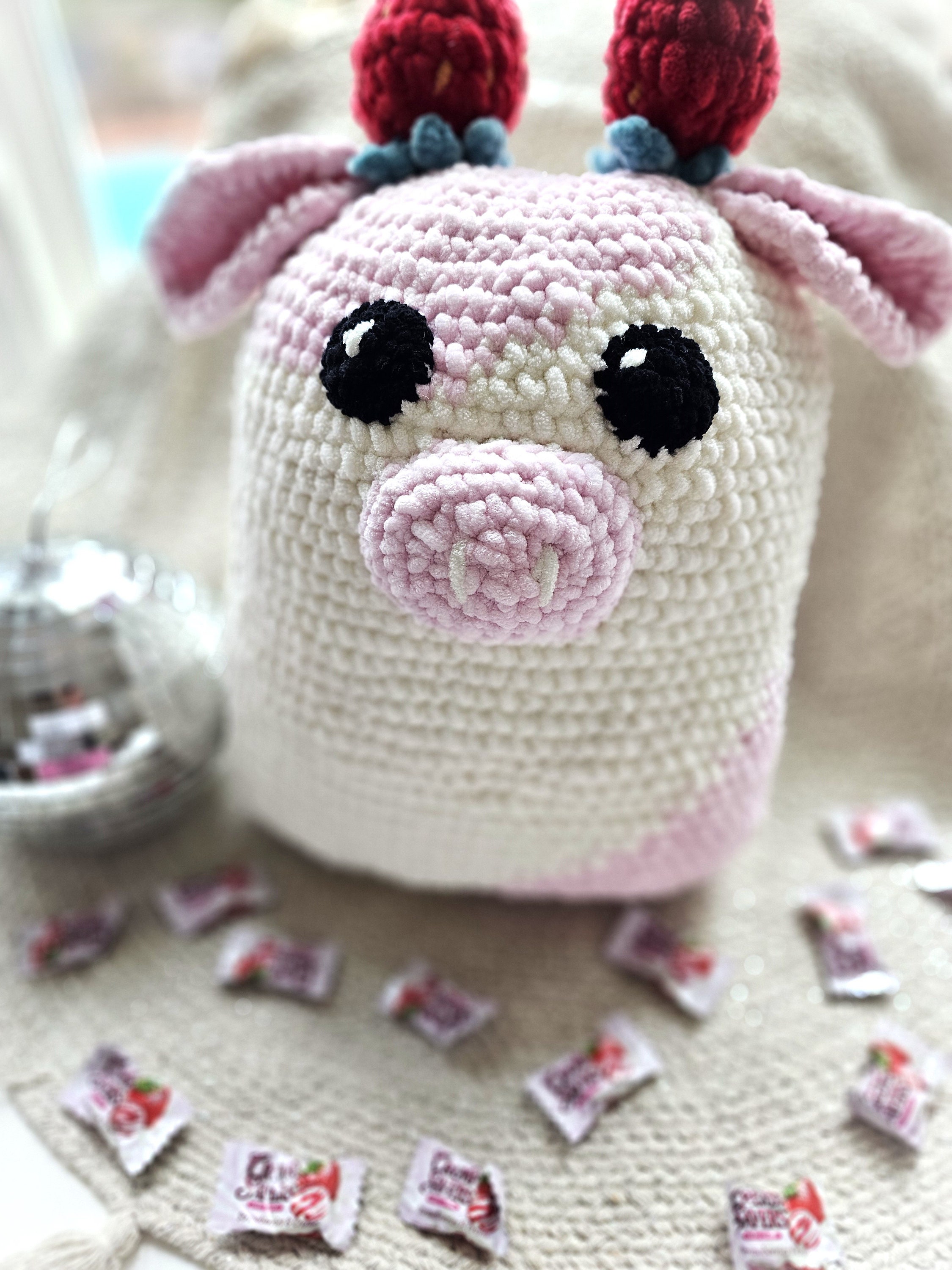 Crochet Strawberry Cow Squishmallow - Etsy