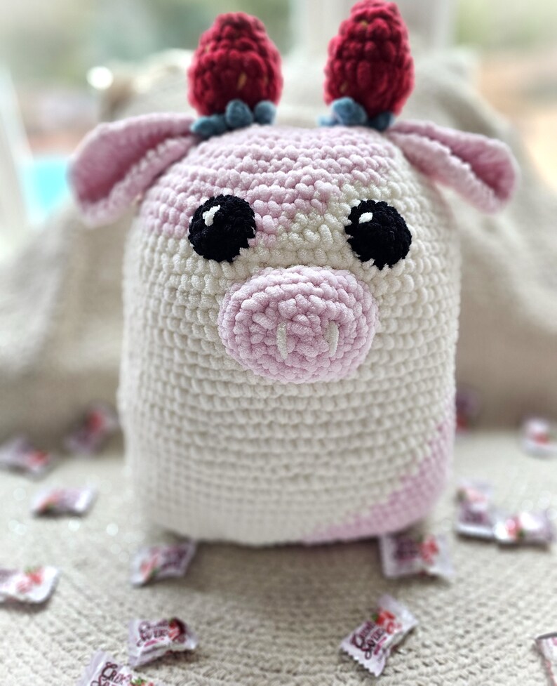 Crochet Strawberry Cow Squishmallow - Etsy