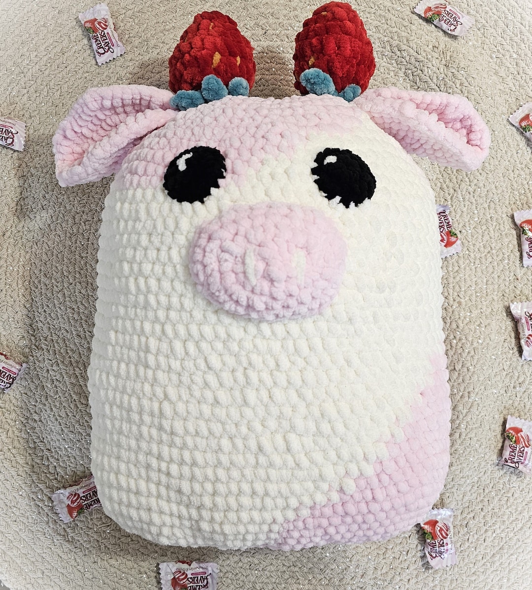 Crochet Strawberry Cow Squishmallow - Etsy