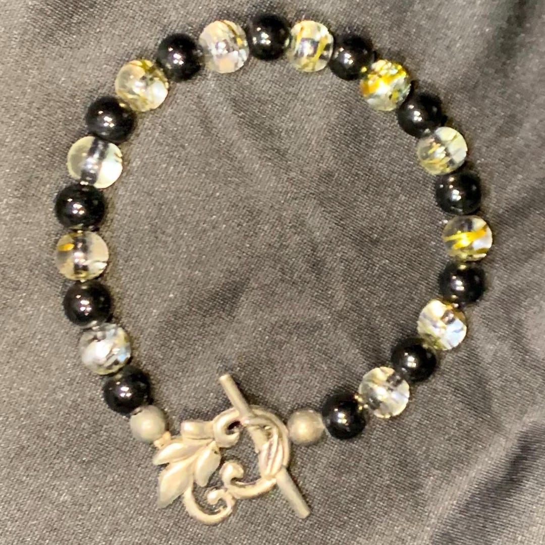 Vintage Beaded Bracelet With Toggle Clasp - 7.25”, Real Stone Beads ...