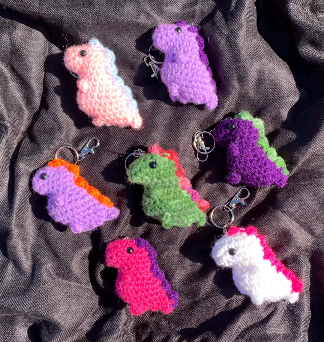 Small Dino T-rex Kaiju Amigurumi Stuffie Plushie Dinosaur Bag Charm or ...