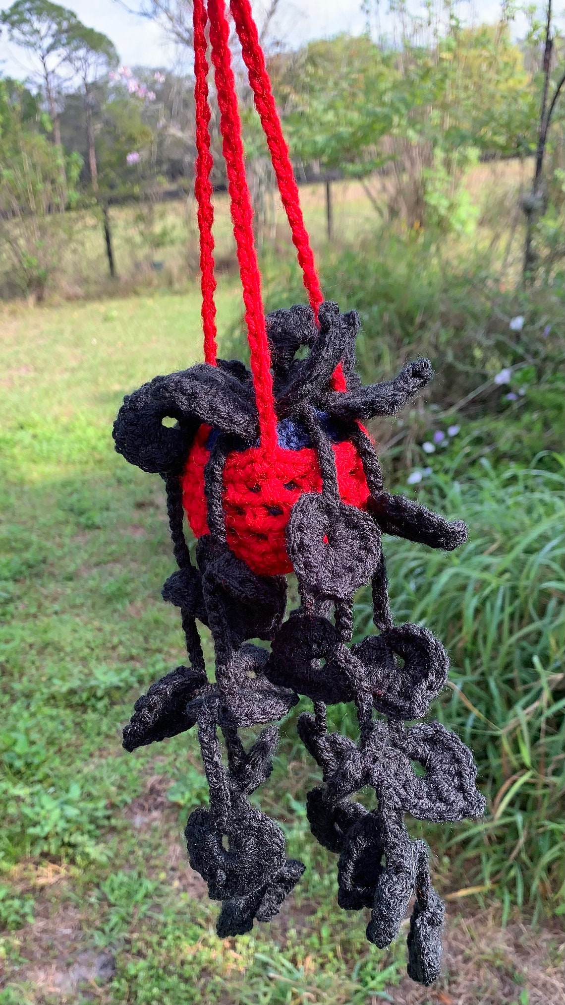 17 Gothic Dark Red and Black Crocheted Hanging Plant Handmade Amigurumi ...