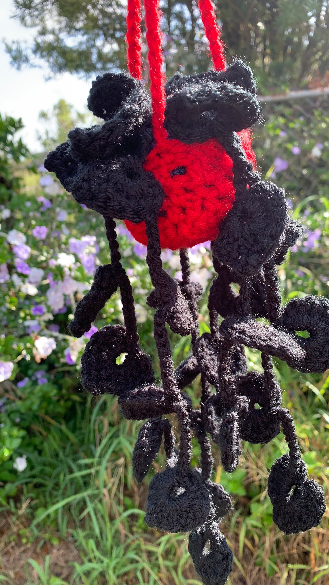 17 Gothic Dark Red and Black Crocheted Hanging Plant Handmade Amigurumi ...