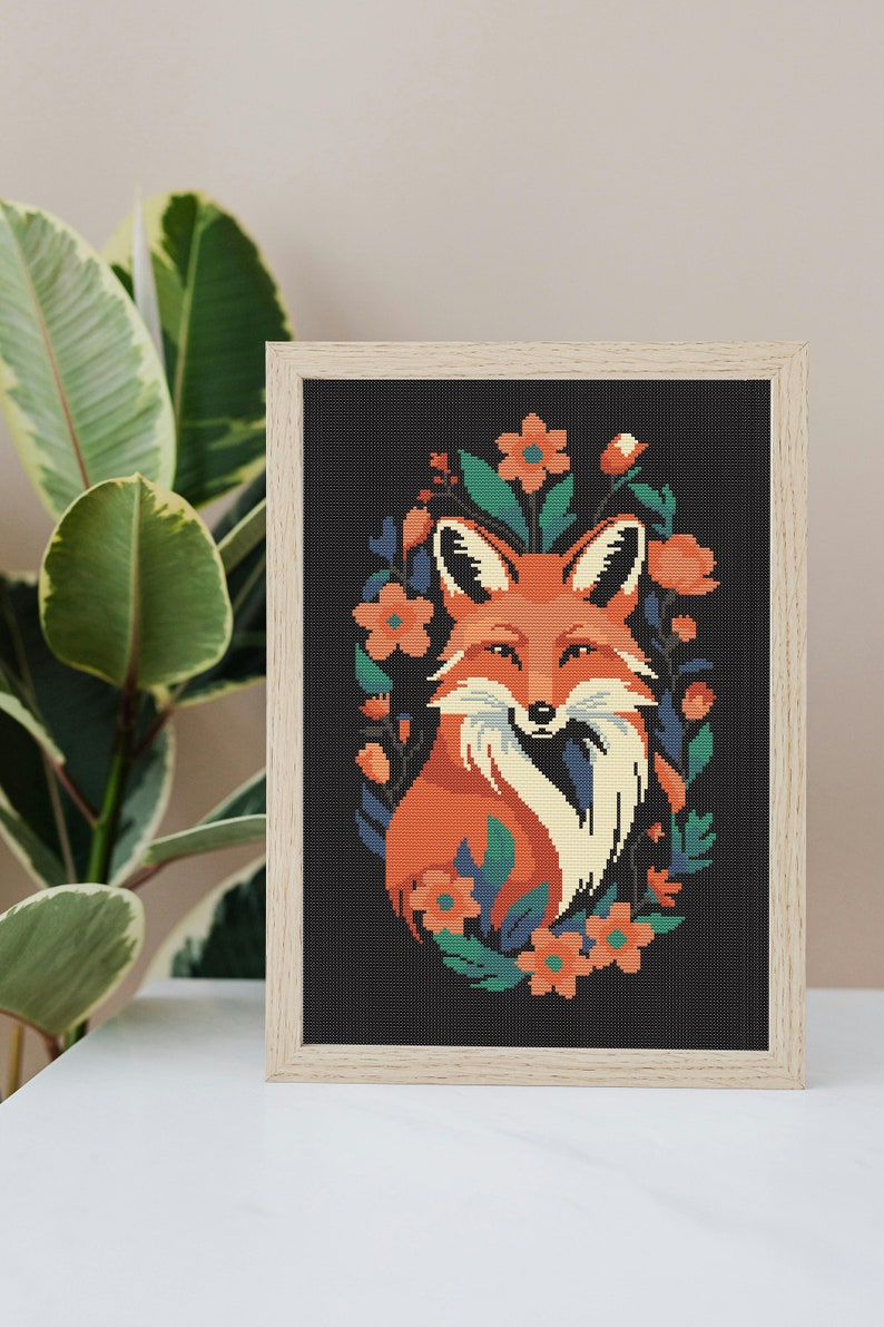 Fox & Flowers Fox Cross Stitch Pattern Counted Cross Stitch Fox ...