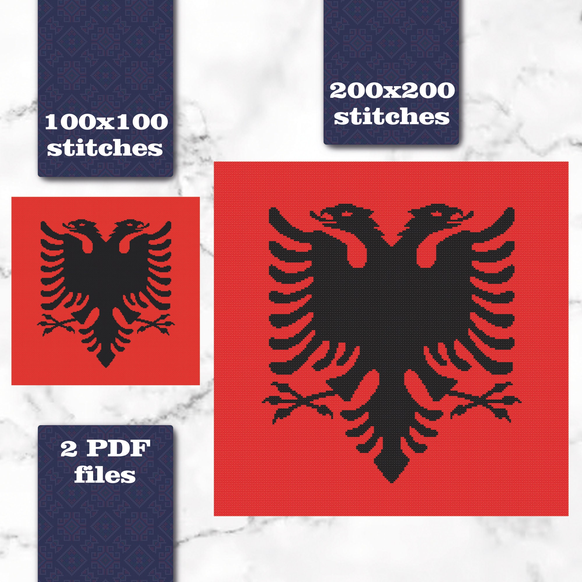 Albanian Eagle Cross Stitch Pattern - Albanian Eagle Embroidery File ...