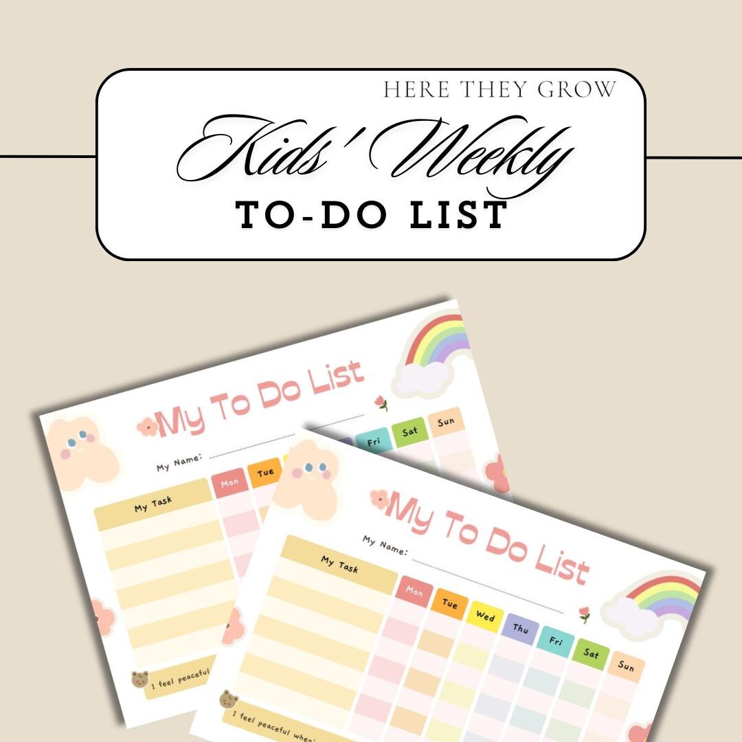 Kids' Weekly To-do List/ Chores Chart Tracker - Etsy