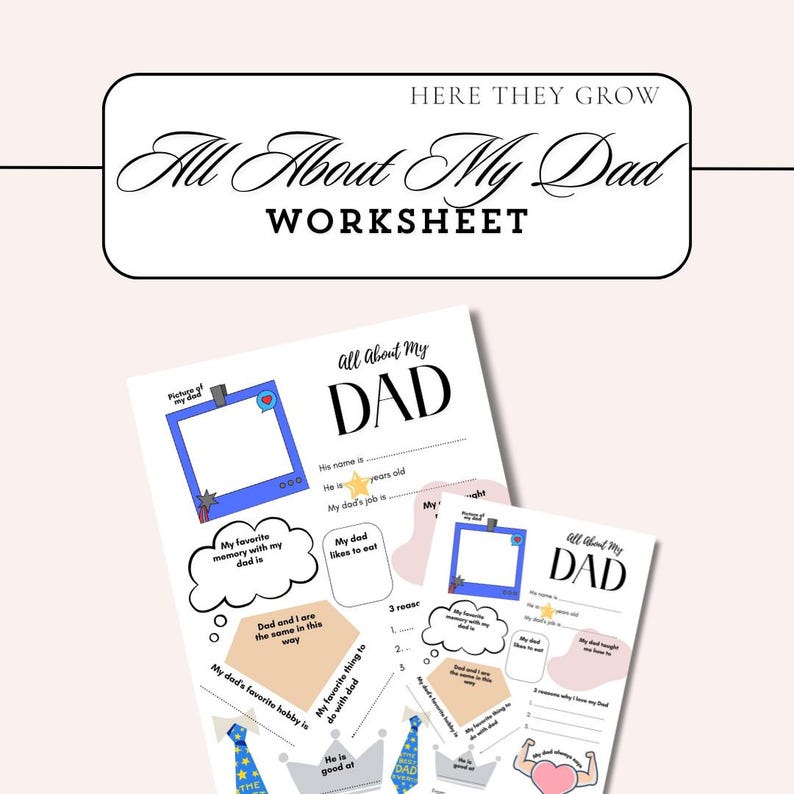 All About My Dad Worksheet | Father's Day Keepsake (digital Download ...