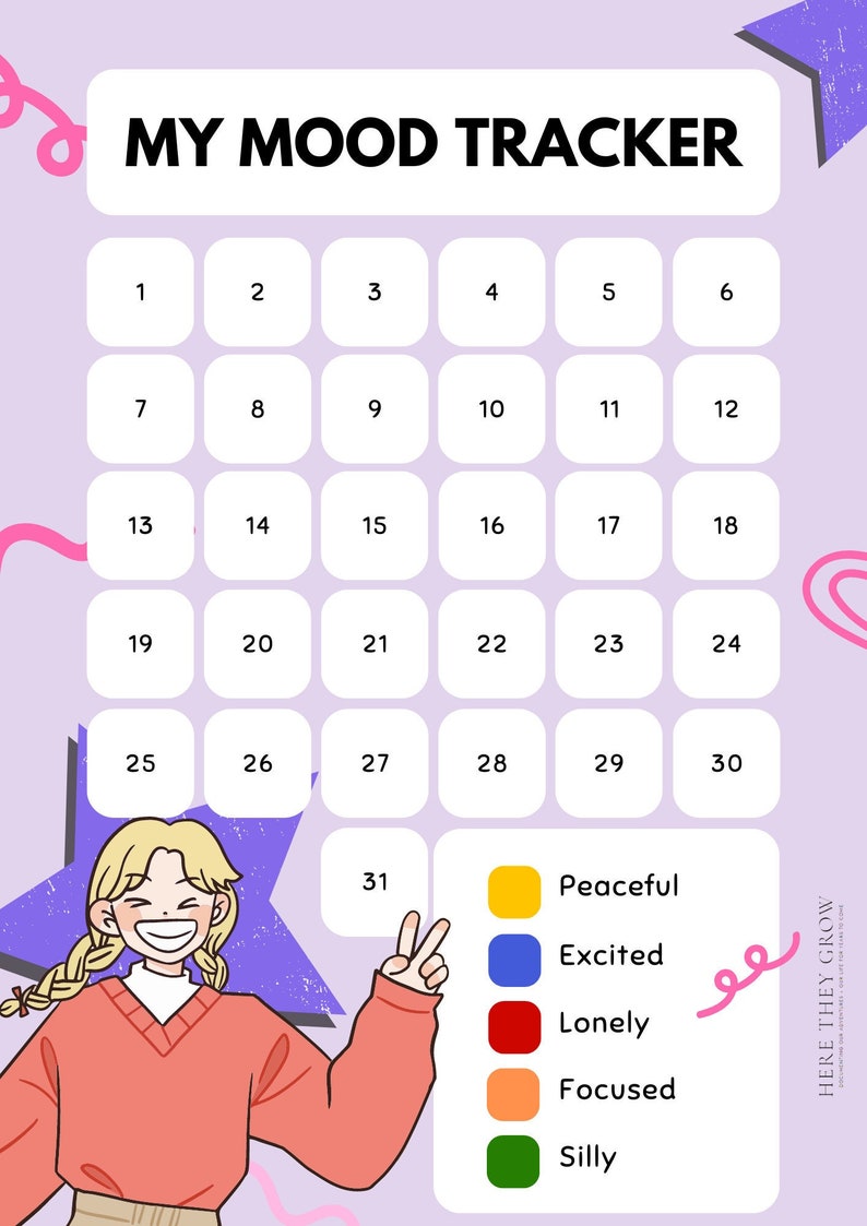 Kid's Daily Moods and Feelings Tracker - Etsy