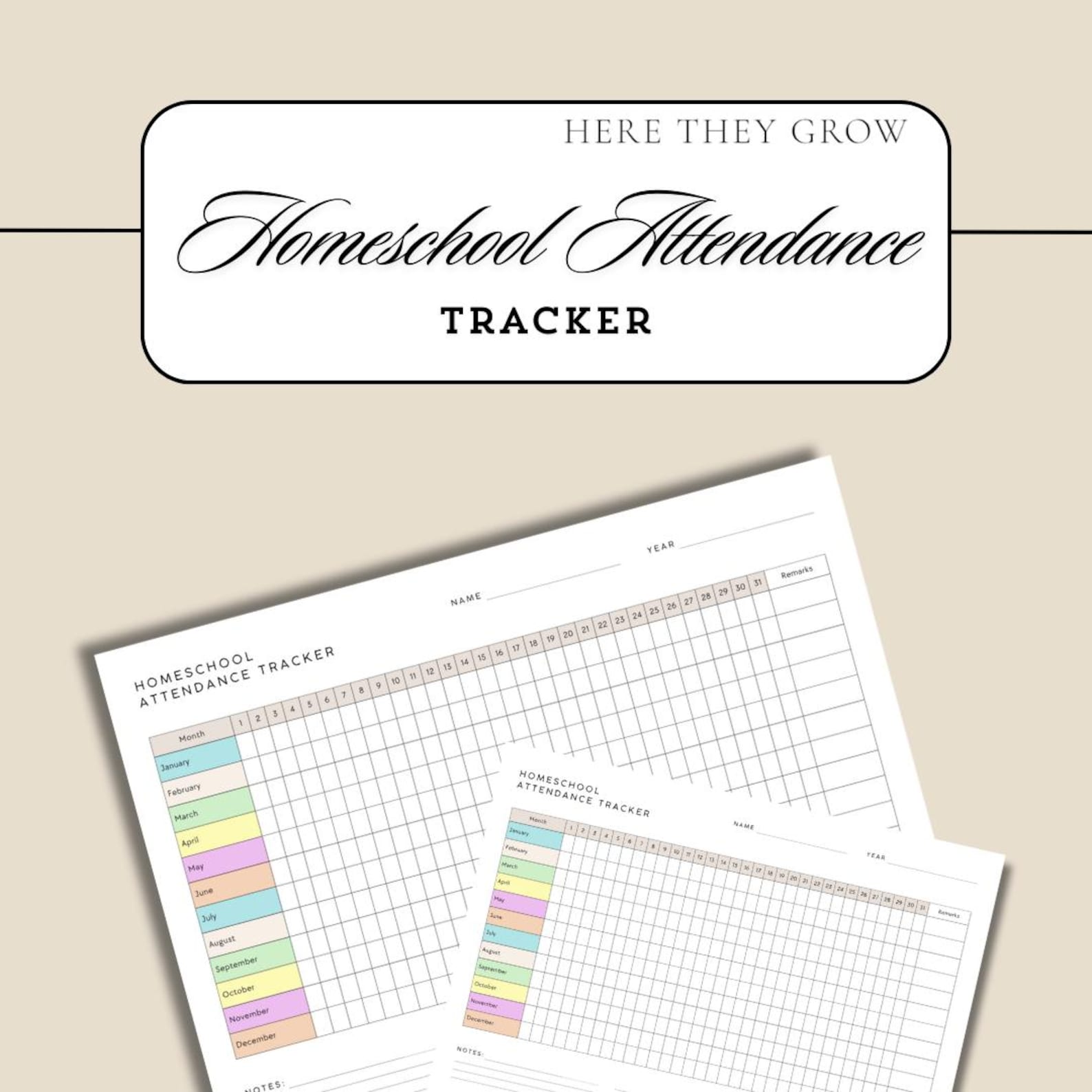 Kids Homeschool Attendance Tracker - Etsy