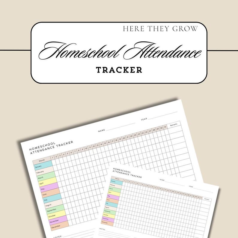 Kids Homeschool Attendance Tracker - Etsy