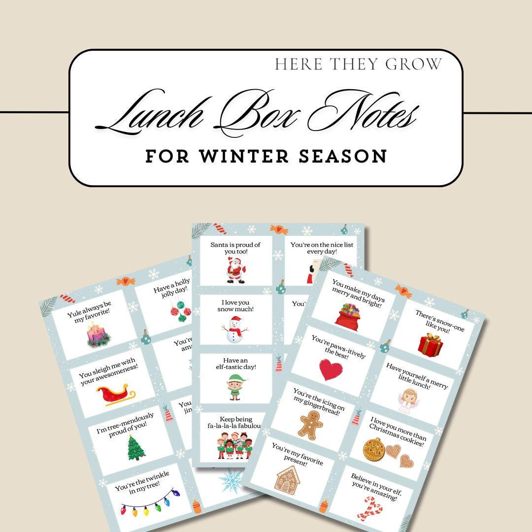 Kids Winter Lunch Box Notes, 24 Printable Cards (digital Download) - Etsy