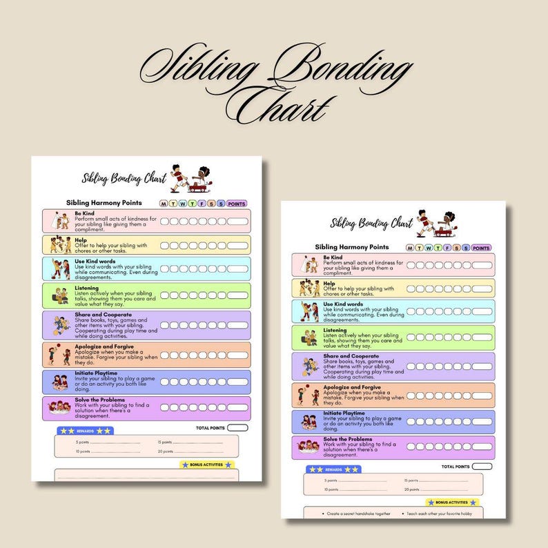 Sibling Bonding Chart: Fun Harmony Tracker (A4) - Etsy