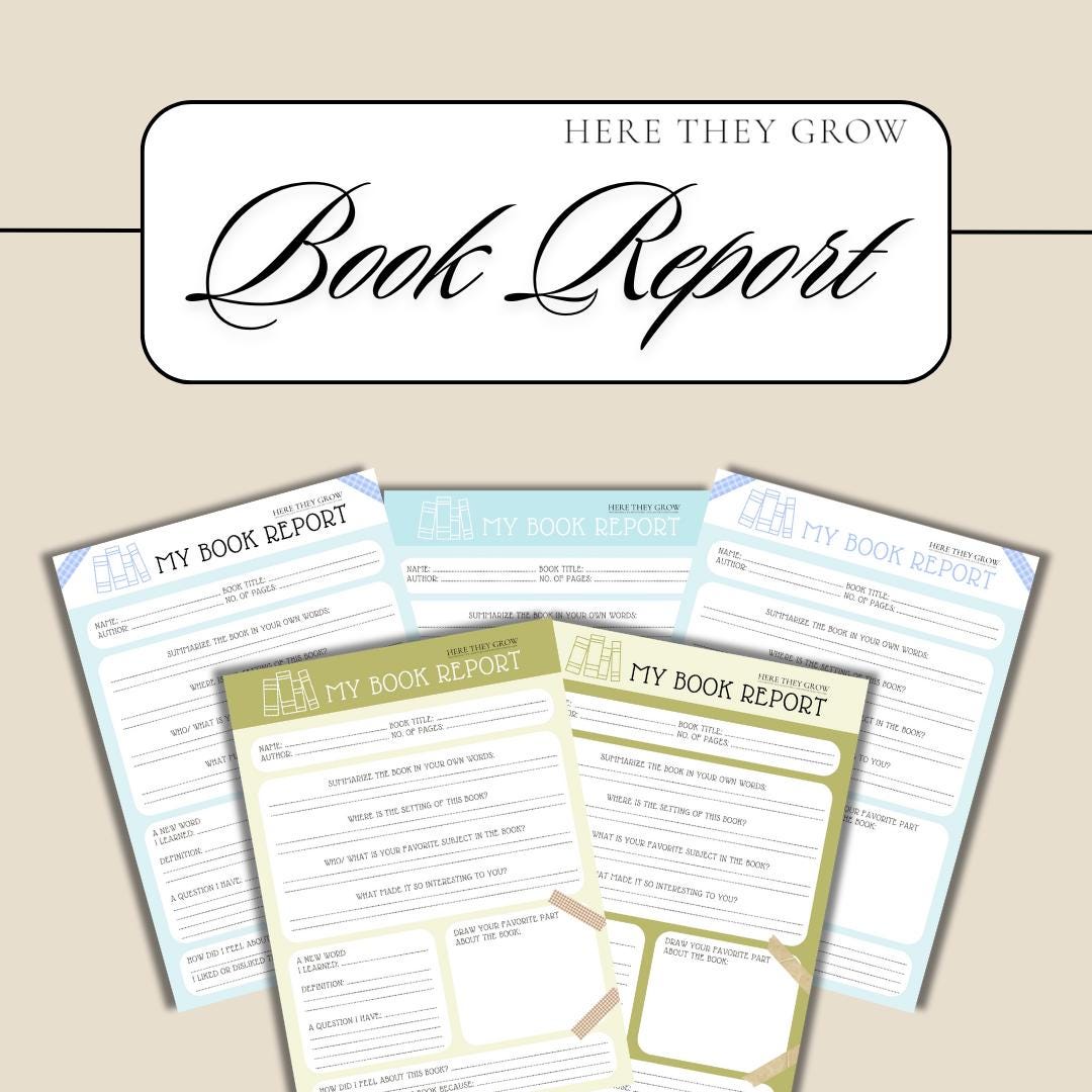 Printable Kids Homeschool Book Report Worksheet Template - Etsy