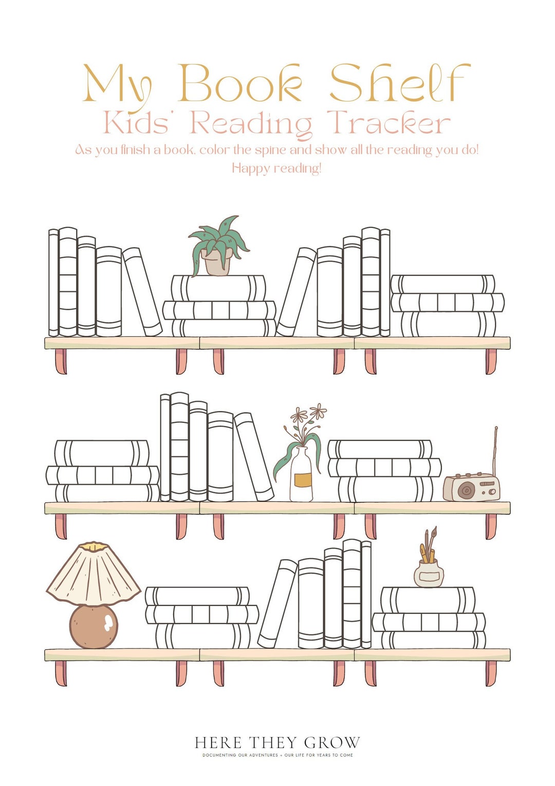Printable Bookshelf Reading Tracker - Etsy