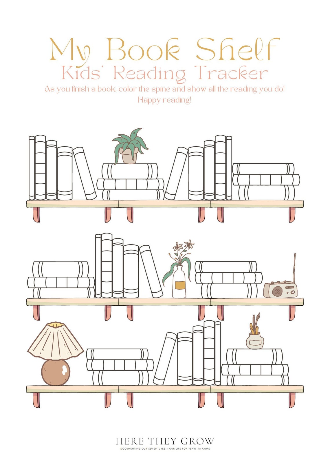 Printable Bookshelf Reading Tracker - Etsy