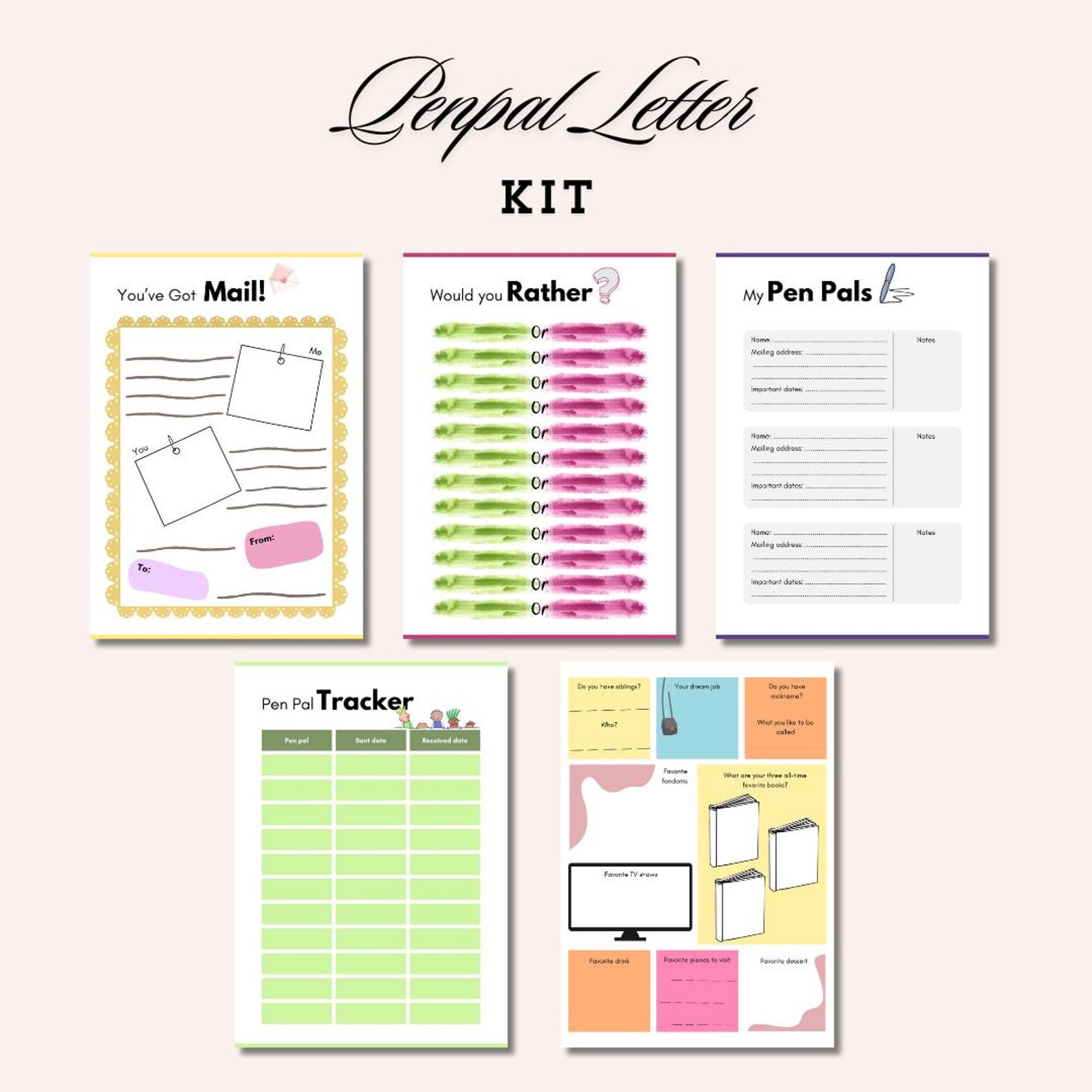 Pen Pal Planner Kit: Printable Letter Templates (digital Download A4 ...
