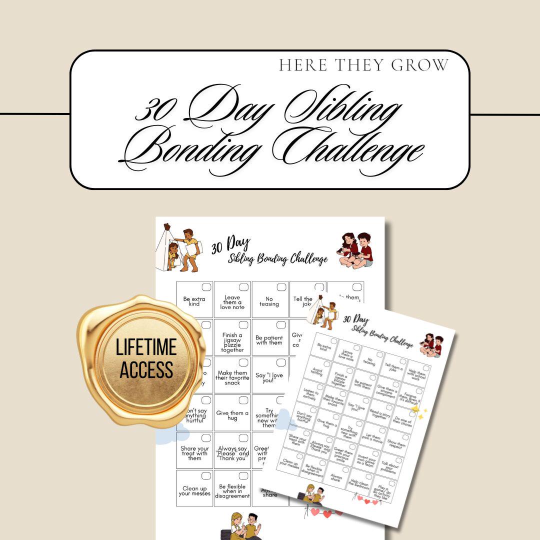30-day Sibling Bonding Challenge: Positive Parenting Tool (A4 Portrait ...