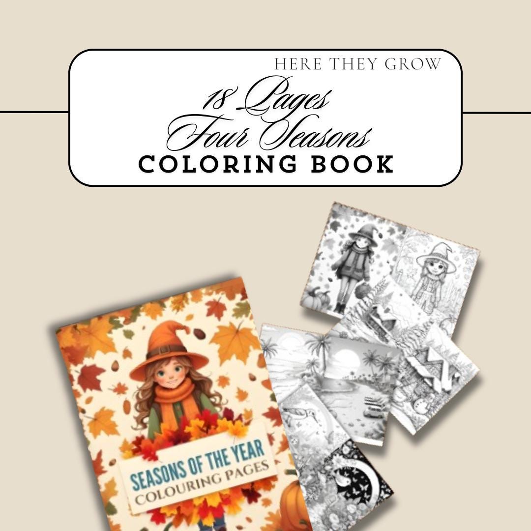 18 Pages Four Seasons Coloring Book Grayscale Printable 4 Seasons ...