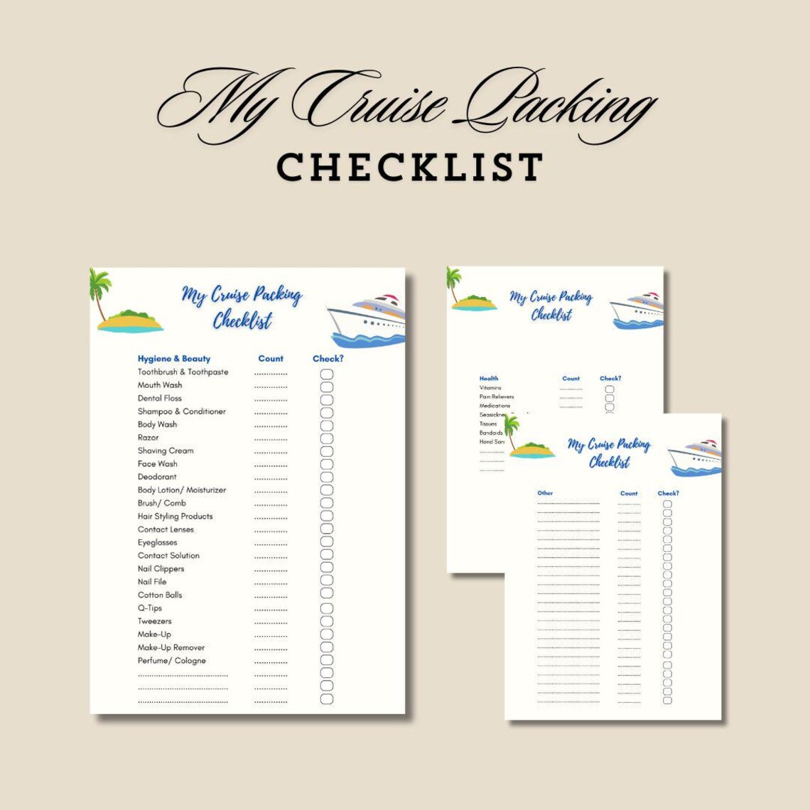 Cruise Packing Checklist: Printable Travel Organizer (A4 PDF) - Etsy