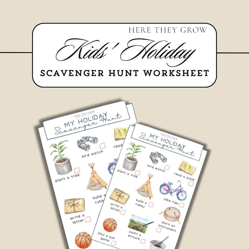 Kids' Holiday Scavenger Hunt Worksheet - Etsy Canada