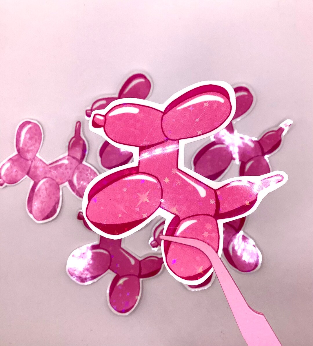 Holographic Glitter Balloon Dog Sticker, Holographic Glitter Balloon ...
