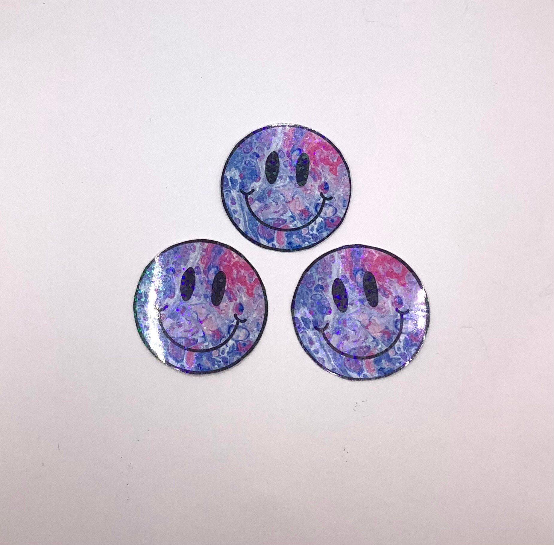 Smiley Face Holographic Vinyl Sticker, Smiley Face, Retro, Tie Dye ...