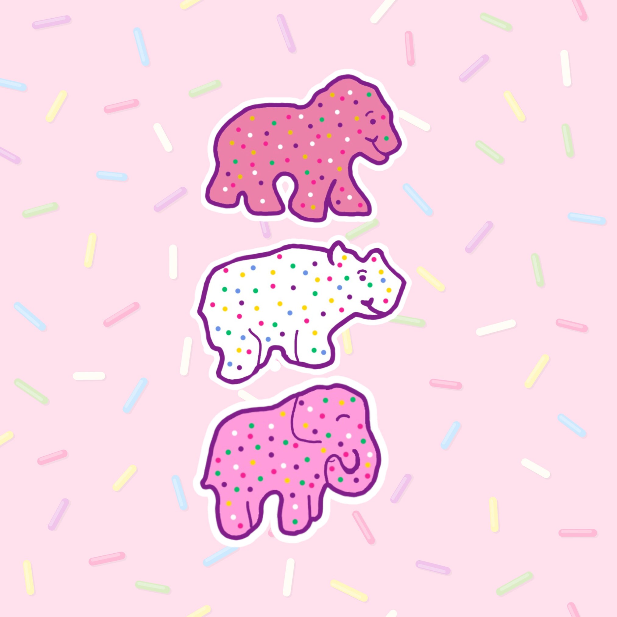 Animal Cracker Holographic Vinyl Sticker, Frosted Animal Cookies, Candy ...