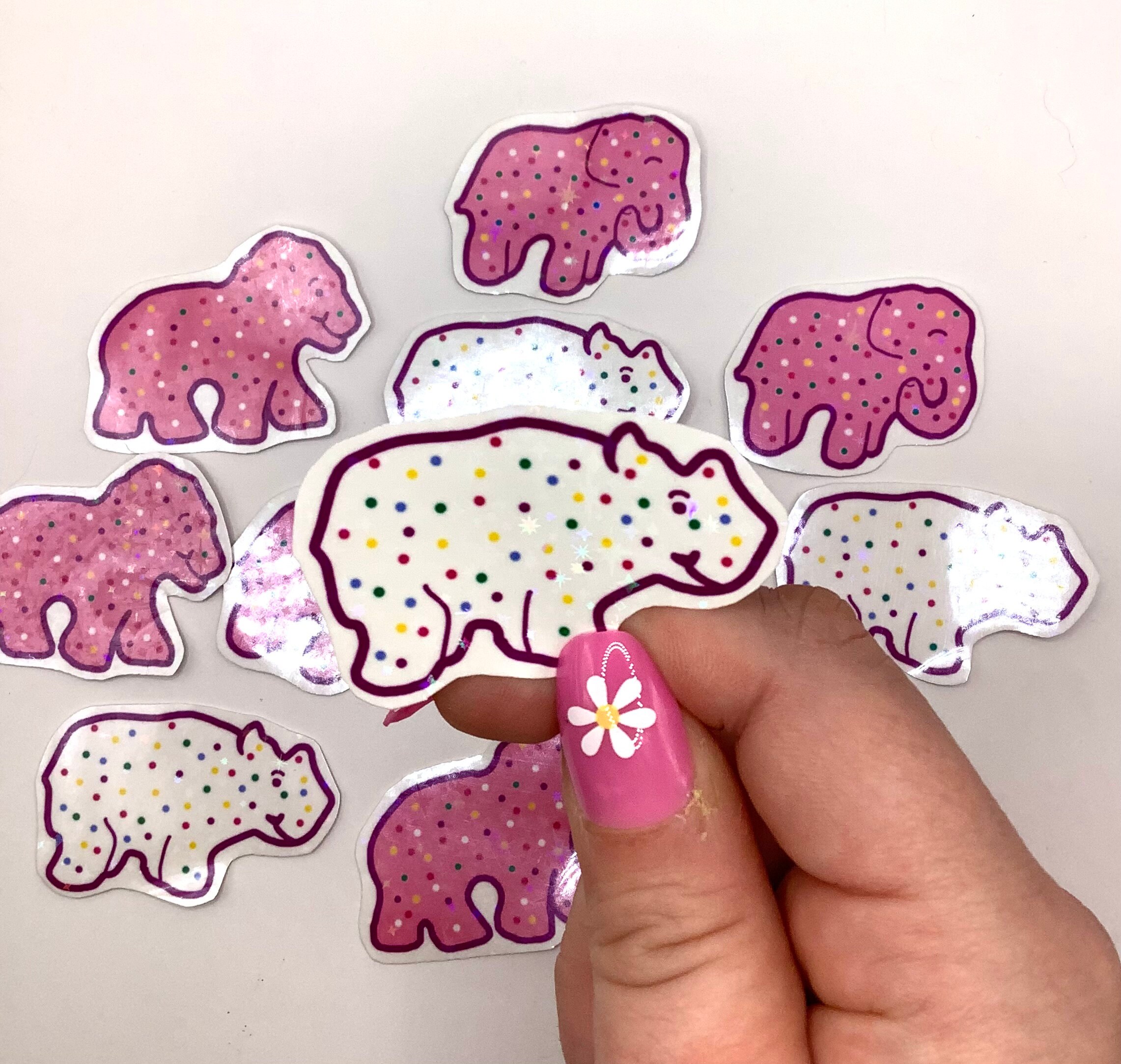 Animal Cracker Holographic Vinyl Sticker, Frosted Animal Cookies, Candy ...