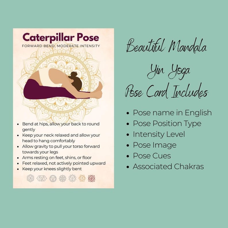Yin Yoga Pose Cards, Chakra Pose Cards, Printable Yoga Flashcards (PDF ...