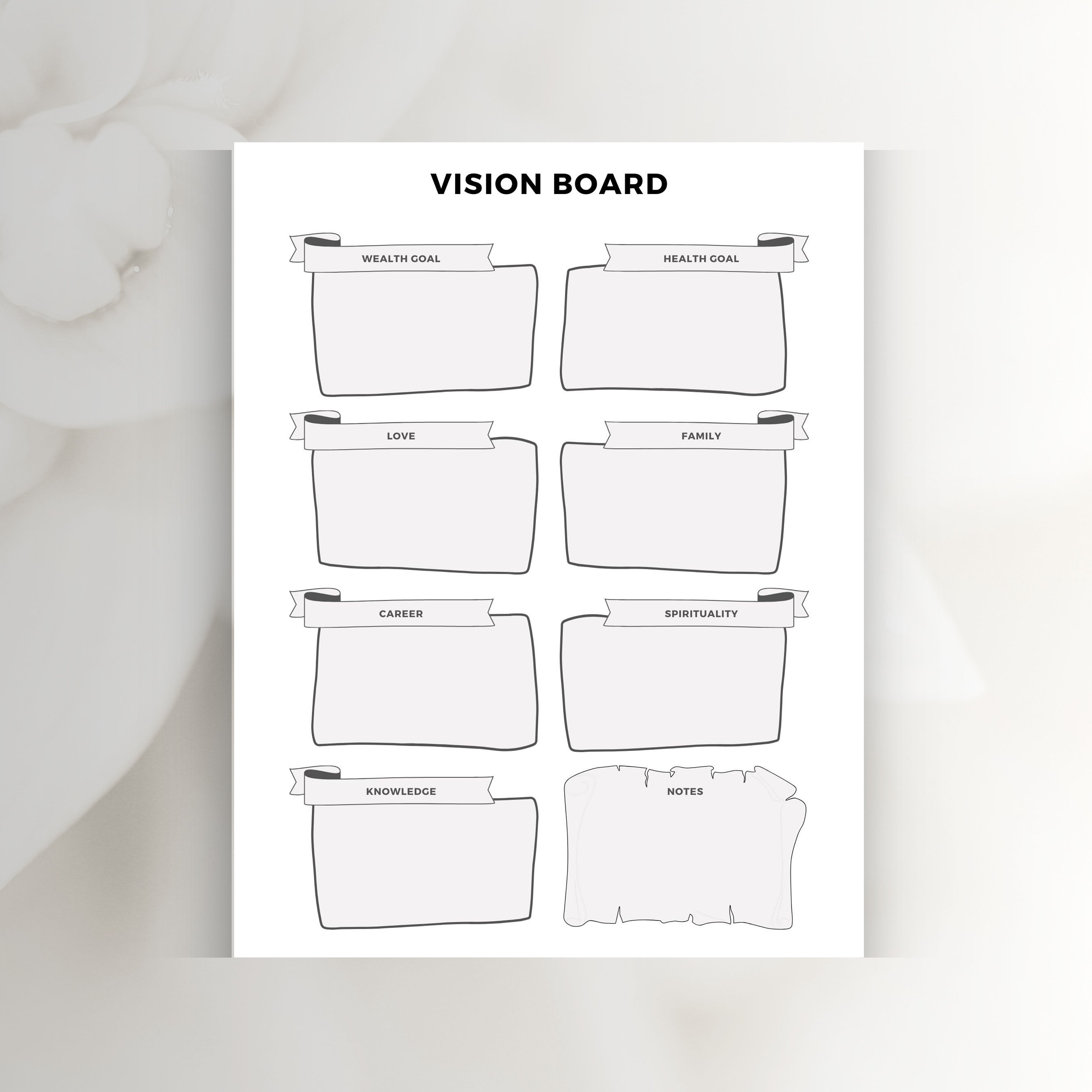 Vision Board Bundle, Five Vision Board Charts, Vision Board Goals, 2024 ...