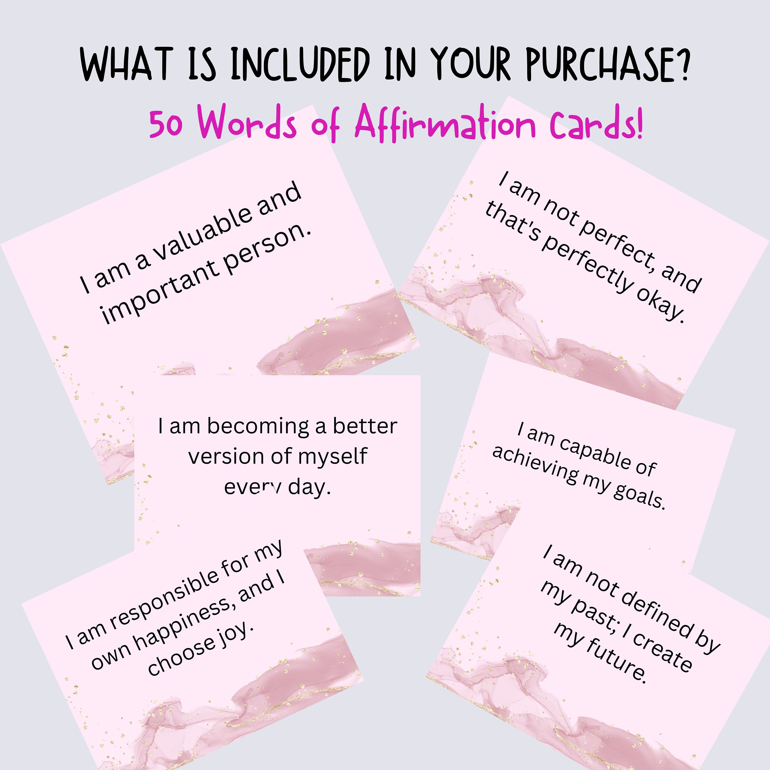 50 Words of Affirmation Cards Words of Affirmation for Teens, Mental ...
