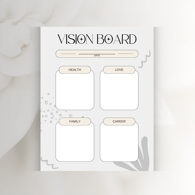 Vision Board Bundle, Five Vision Board Charts, Vision Board Goals, 2024 ...