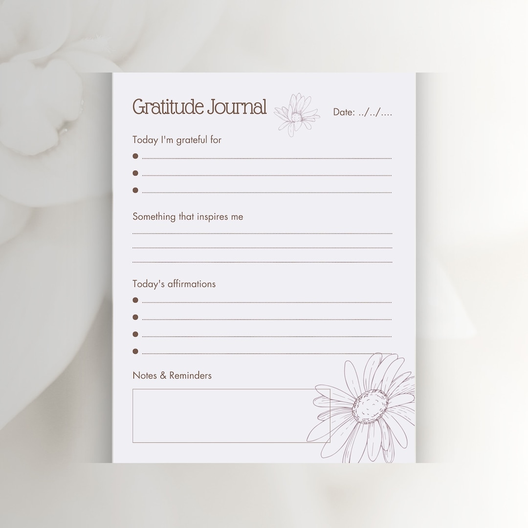 Gratitude Journaling, Printable, 5 Gratitude Journal Sheets, Gratitude ...