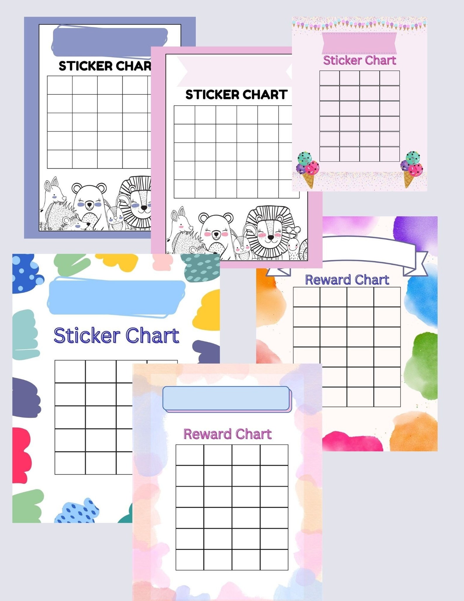 Kids Sticker Chart, Kid's Rewards Chart, Bundle of 6 Kid's Charts ...