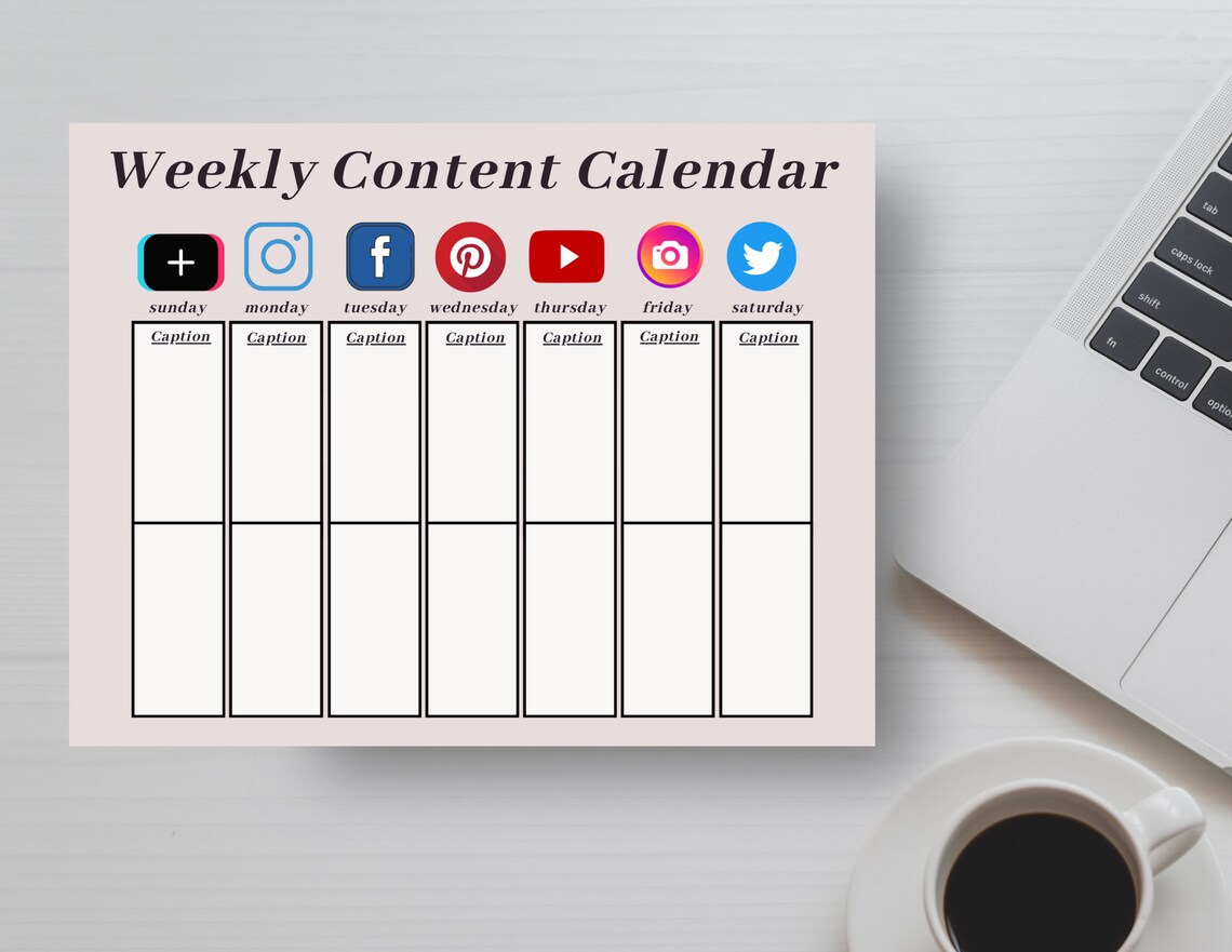 Editable Fillable Content Calendar, Social Media Content, Content ...