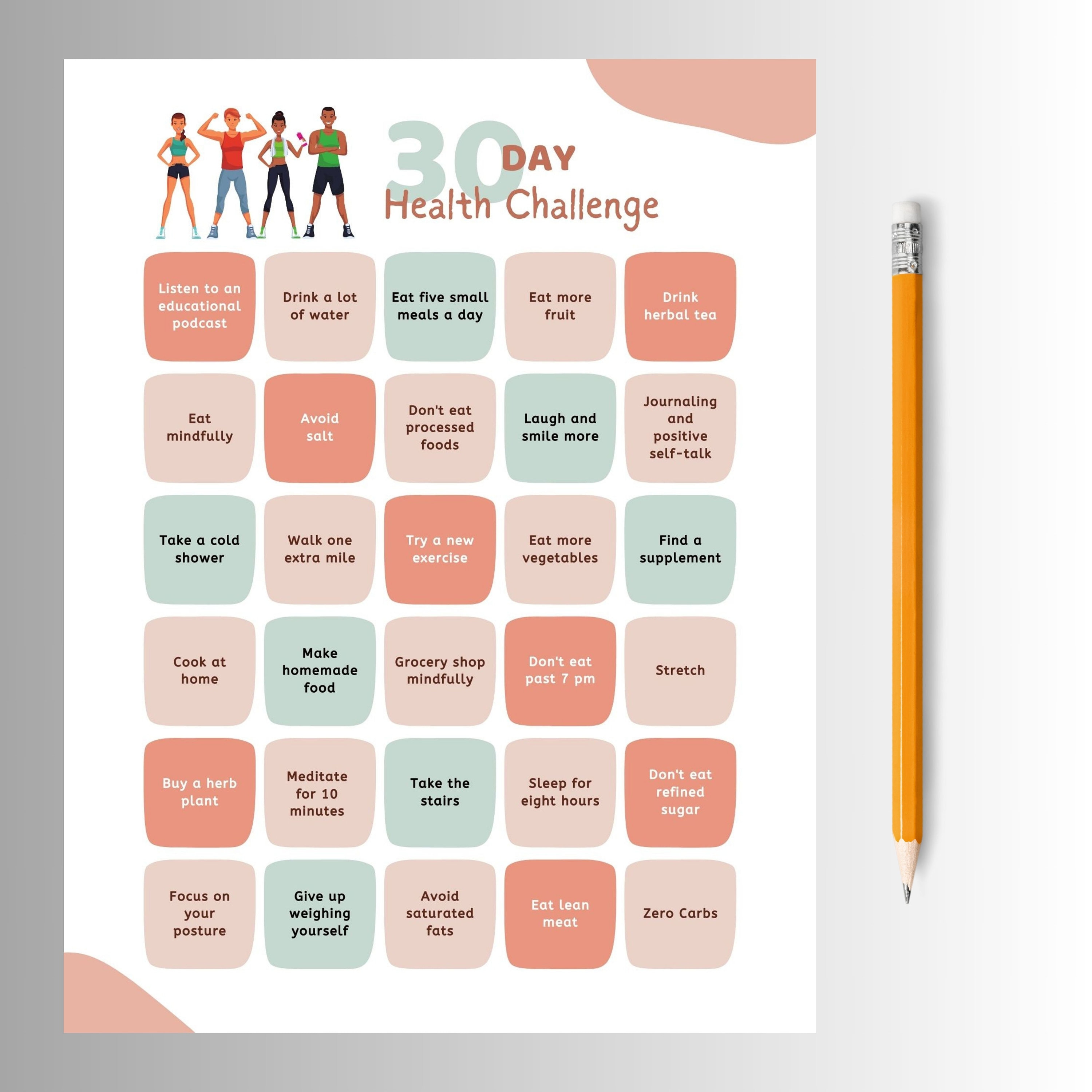 Three 30 Day Challenge Charts, 30 Day Challenge, 30 Day Goals, Monthly ...