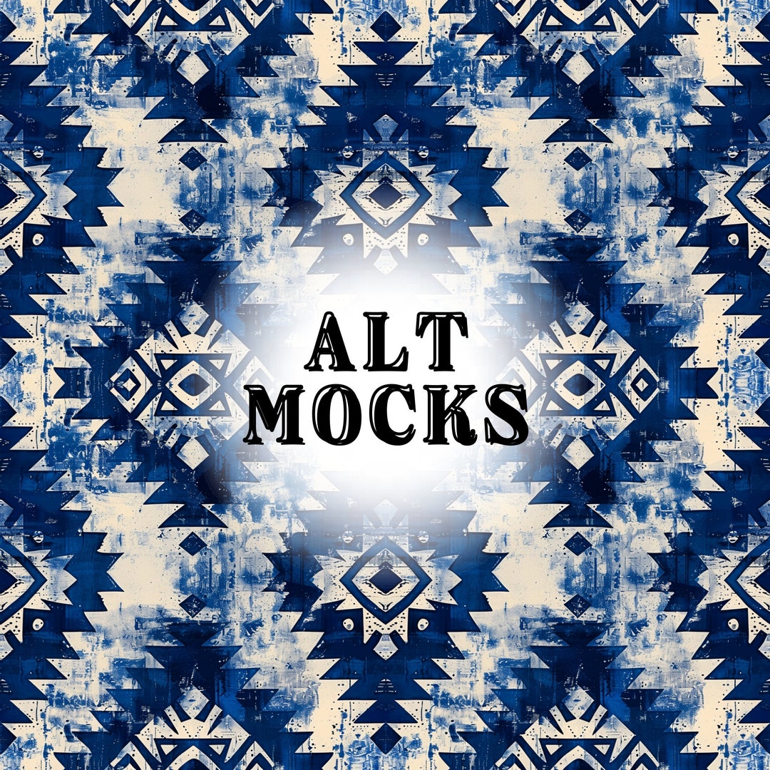 Western Seamless Pattern Blue White Aztec Geo Digital Paper Repeatable ...