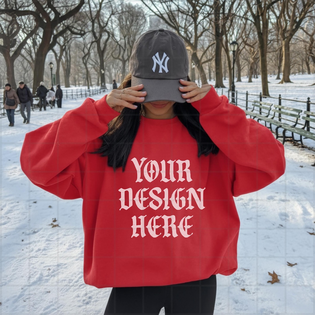 Red Gildan 18000 Sweatshirt Mockup G18000 Christmas Lifestyle Mock up ...