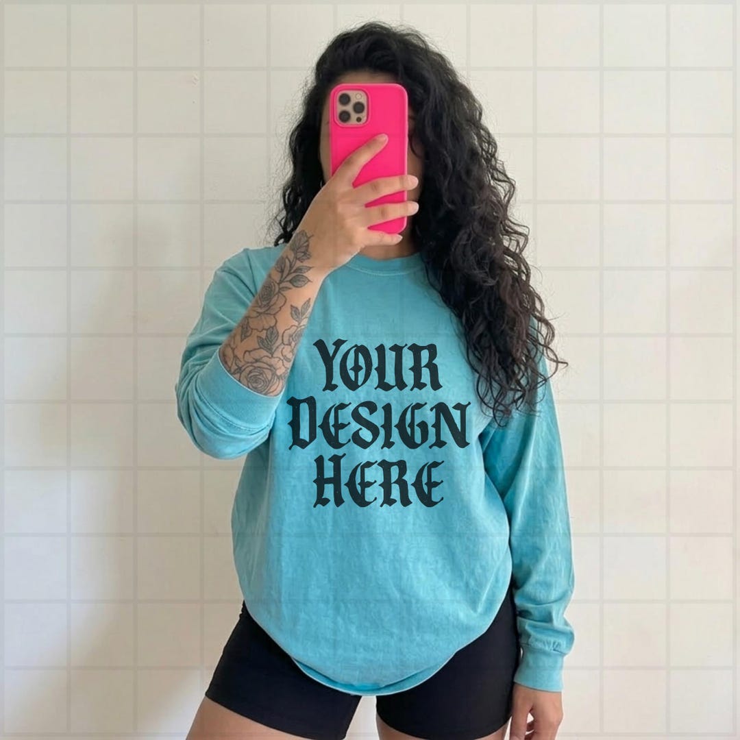 Lagoon Blue Comfort Colors 6014 Mockup C6014 Lifestyle Mock up Long ...