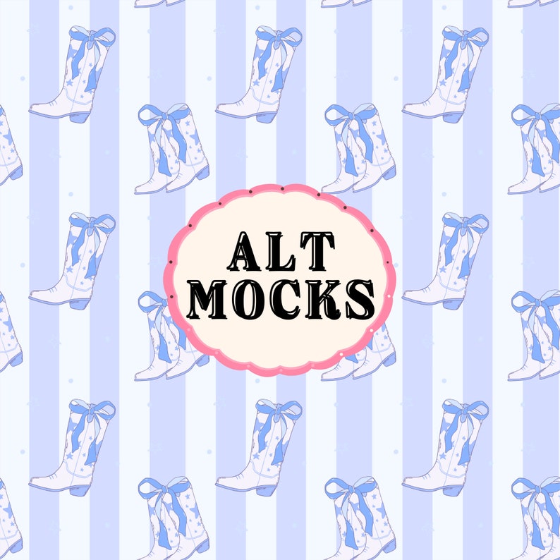 Coquette Blue Ribbon Bow Western Cowgirl Seamless Pattern PNG Trendy ...