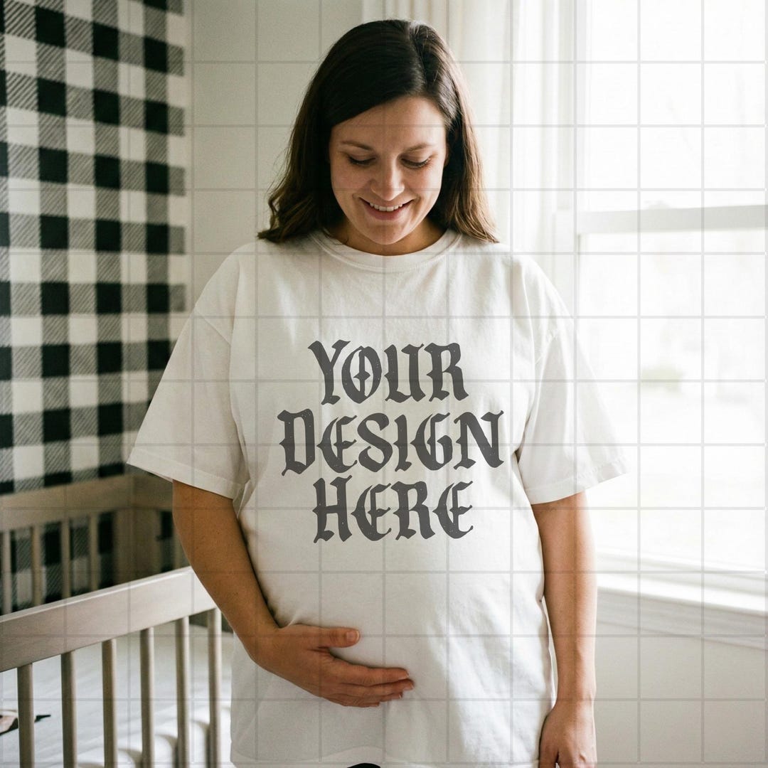 White Comfort Colors 1717 Mockup Maternity CC1717 Mock up Pregnant ...