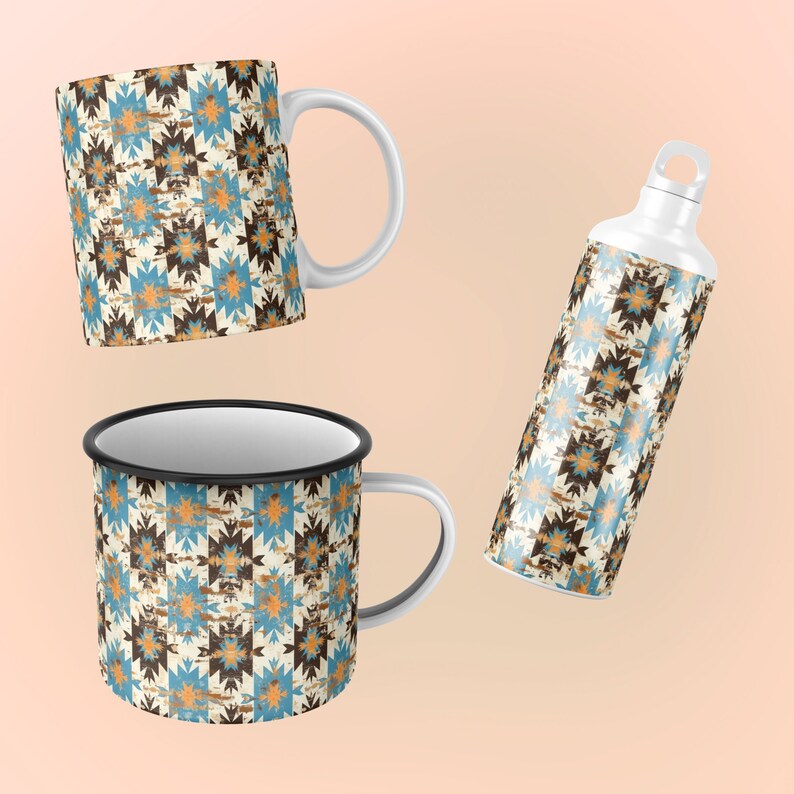 Aztec Turquoise Brown Southwestern Seamless Pattern Western Repeatable ...