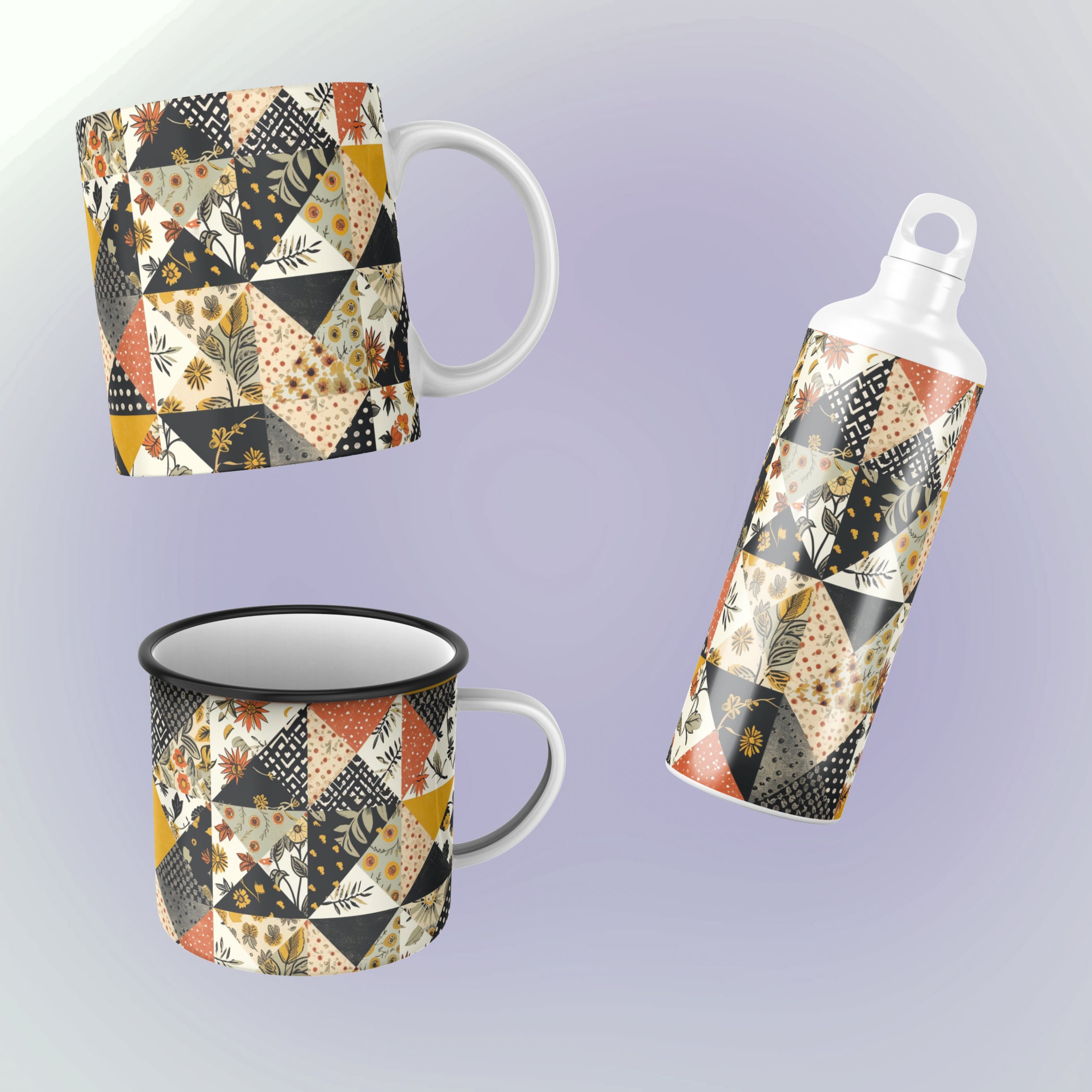 Cottagecore Earthy Boho Patchwork Quilt Seamless Pattern PNG File ...