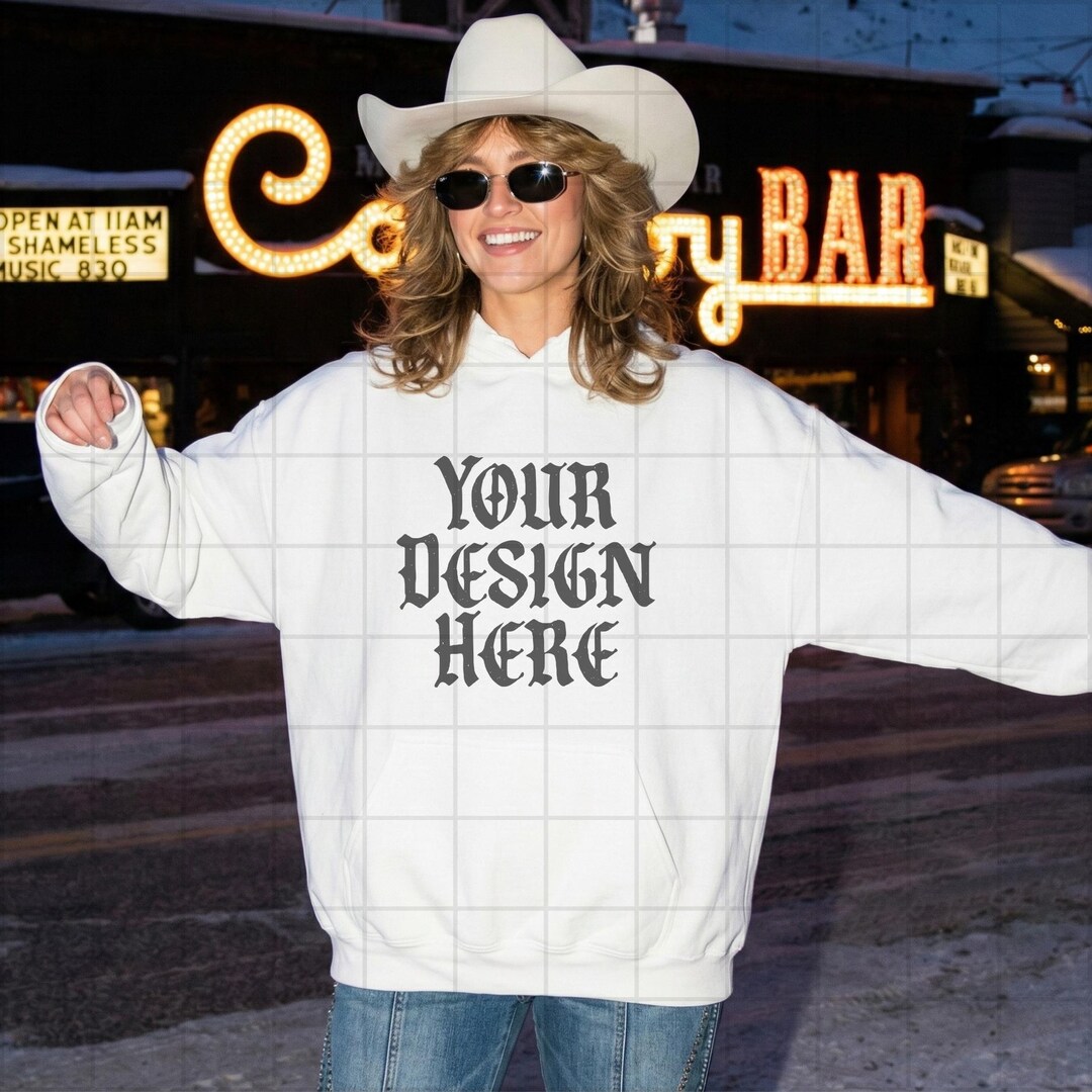 White Gildan 18500 Mockup Streetwear Hoodie Mockup Front Lifestyle ...