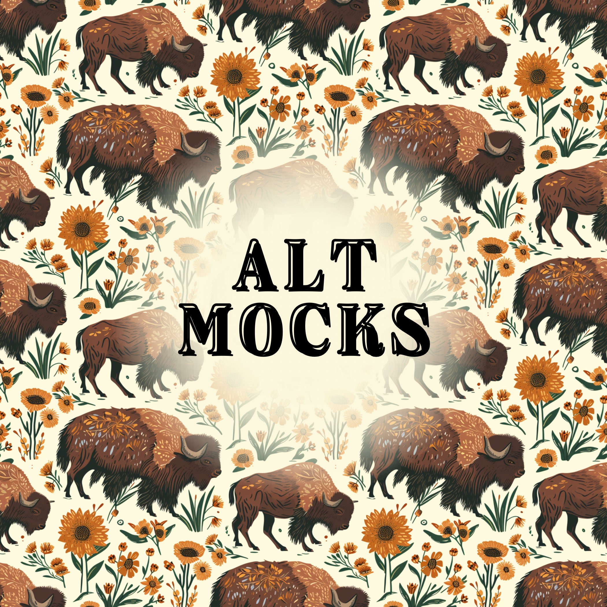 Spring Buffalo Cottagecore Floral Seamless Pattern PNG File Western ...
