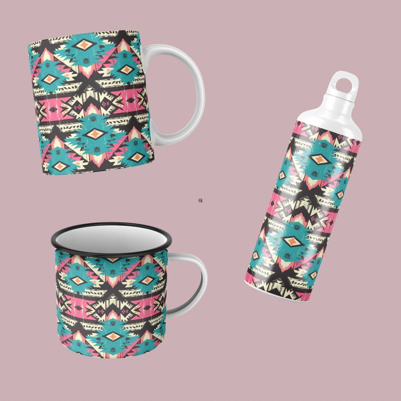 Aztec Turquoise and Pink Southwestern Seamless Pattern Western ...