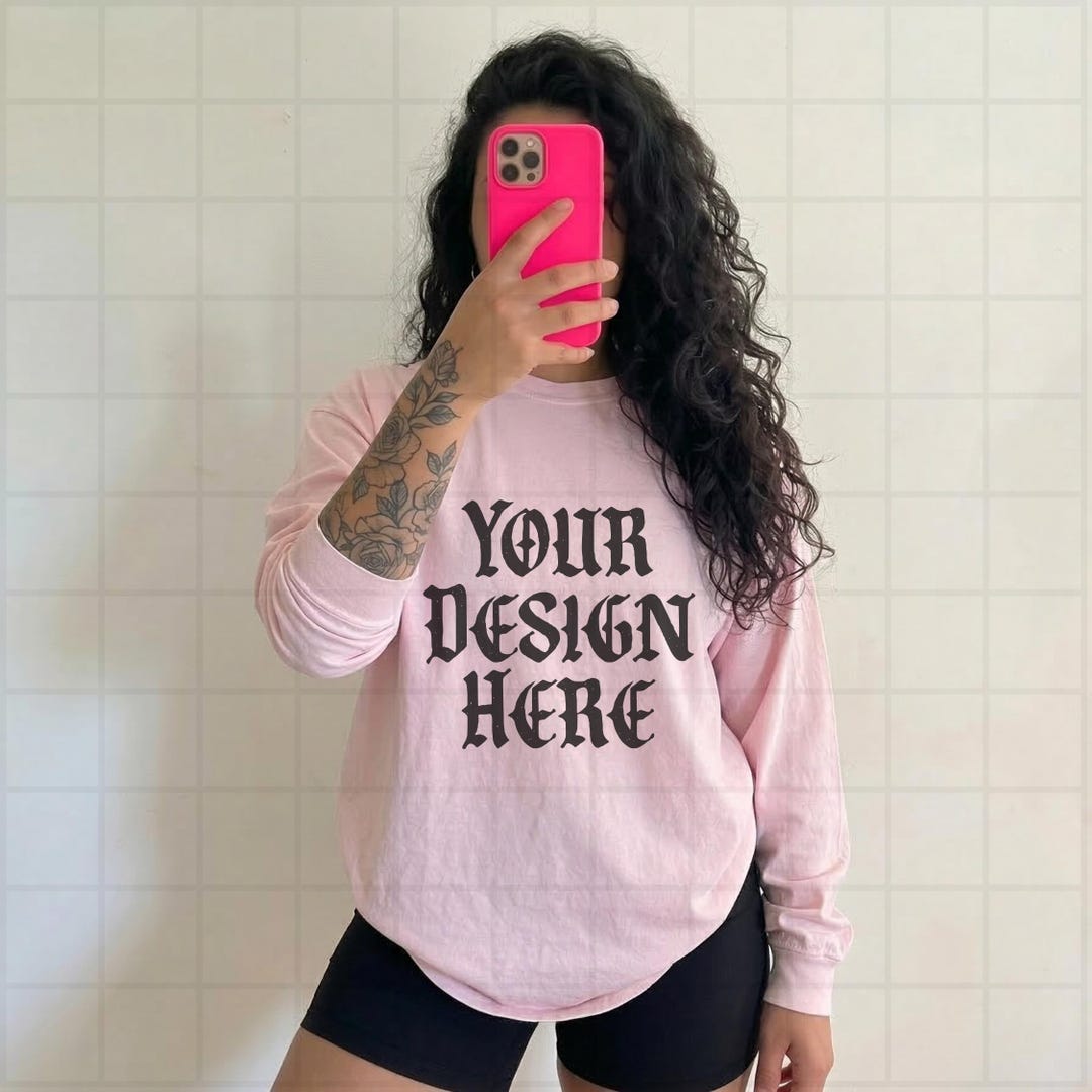 Blossom Comfort Colors 6014 Mockup C6014 Lifestyle Mock up Long Sleeve ...