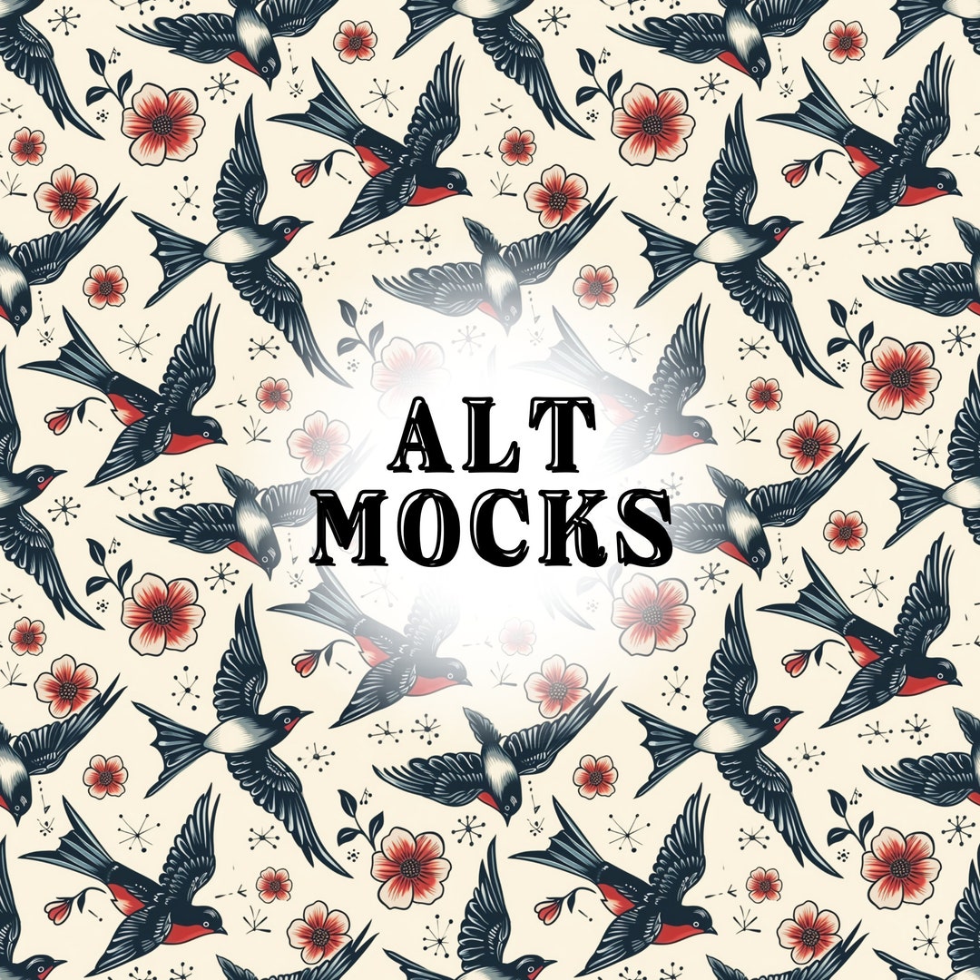 Tattoo Vintage Bird Flash Seamless Pattern PNG File Retro Red Blue ...