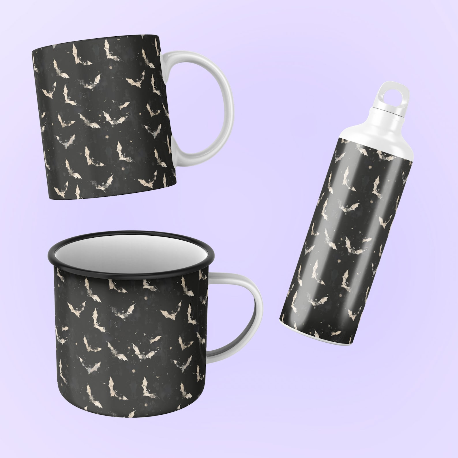 Spooky Seamless Pattern Goth PNG File Halloween Bats Digital Paper ...