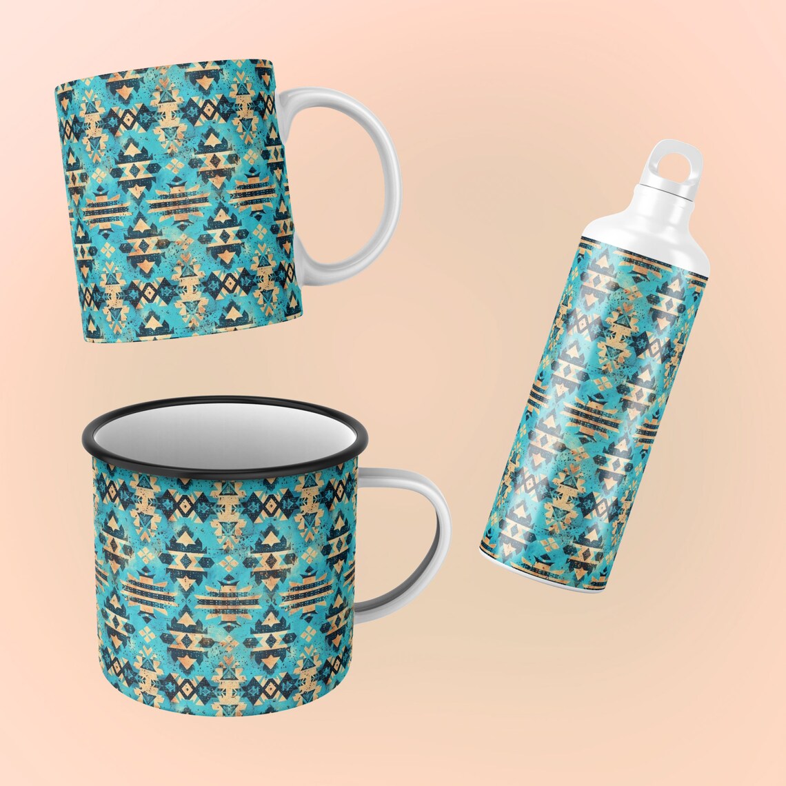 Aztec Turquoise Brown Southwestern Seamless Pattern Western Repeatable ...